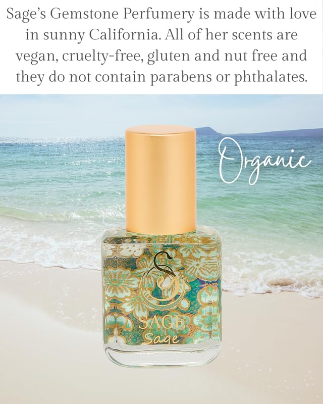 Sage Organic Perfume Oil Extract Roll-On by Sage- 1/4 oz, Vegan & Cruelty-Free, Fresh Scent, Cucumber, White Sage, Sweet Pea