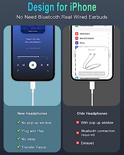 2 Pack iPhone Headphones Wired with Lightning Connector Plug and Play [MFi Certified] Apple Earbuds with Built-in Microphone & Volume Control Earphones for iPhone 14/13/12/SE/11/XR/XS/X/8/7 - All iOS