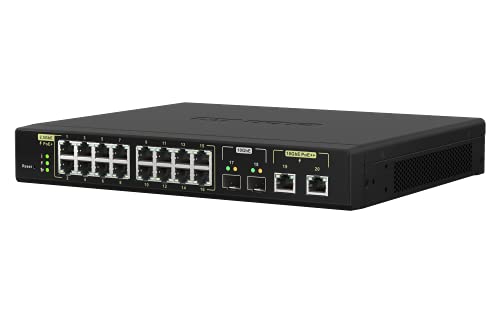 QNAP 20-Port 10GbE PoE++ and 2.5GbE PoE+ Managed Network Switch (QSW-M2116P-2T2S-US). Layer 2, Web Management