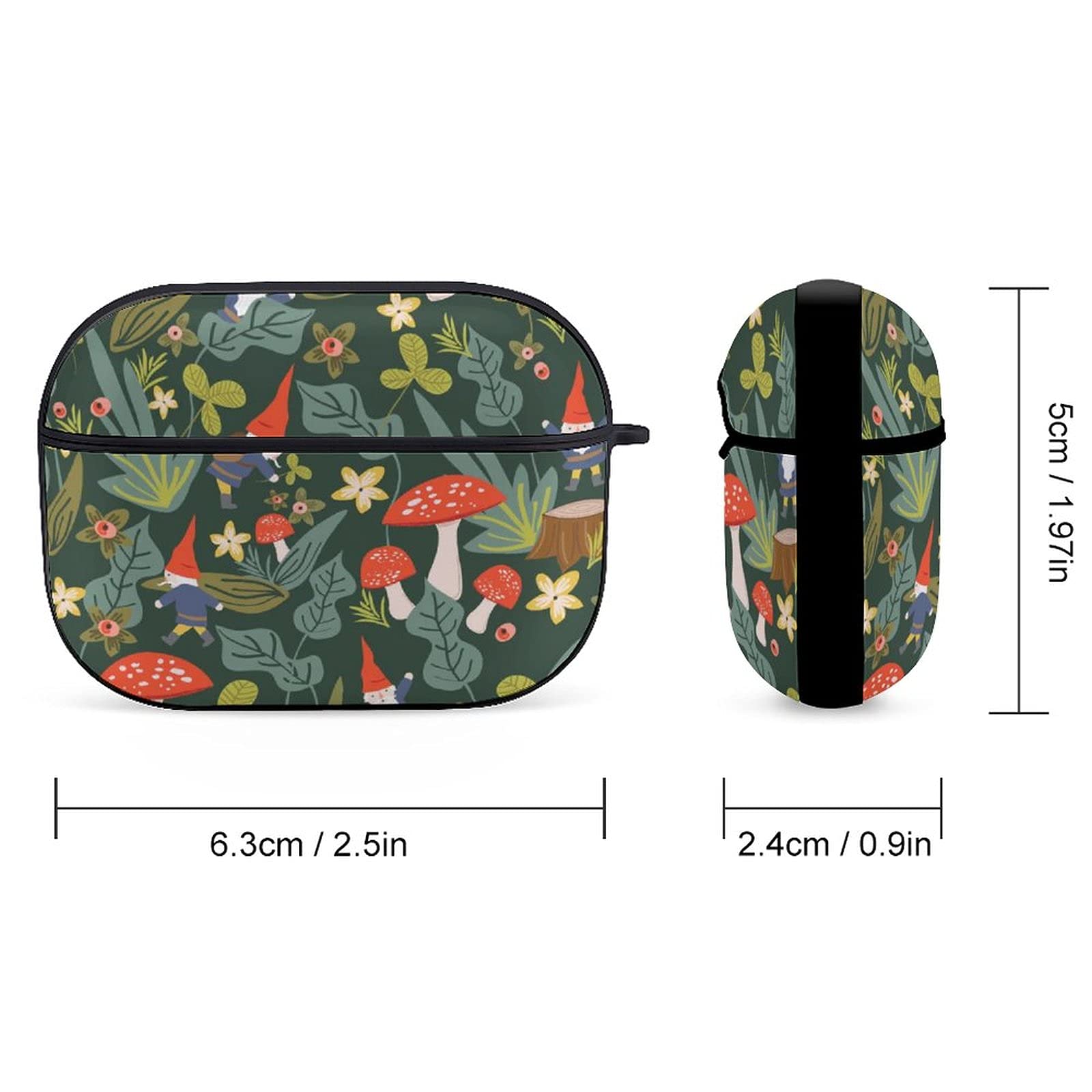 Funny Headphone Case Cover Compatible with AirPods Pro Case for Women Girls Red Mushroom Unique Design Gnome Green, Protective Plastic Case Cover, Led Visible with Keychain