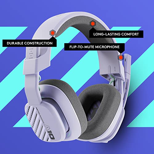 Logitech G Astro A10 Gen 2 Cross-Platform Wired Gaming Headset for PlayStation 5/4, Xbox S|X, Nintendo Switch, PC: 3.5mm Headphone Jack, 32mm Drivers, Flip-to-Mute Mic, Over-Ear - Lilac