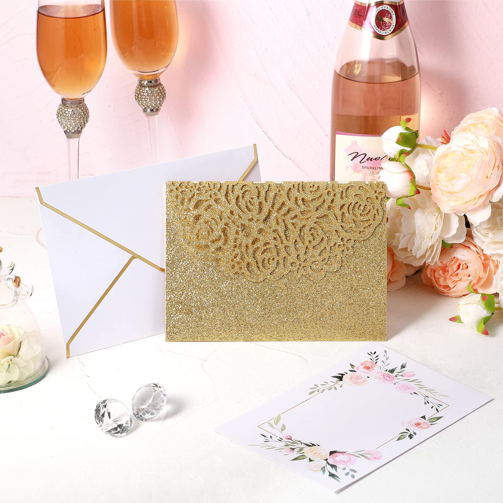 Tallew Wedding Pop up Card Set 3D Greeting Anniversary Card Romantic Wedding Congratulations Card with Envelope for Bride and Groom Valentine's Day Engagement Party Supplies(Arched Door Style)