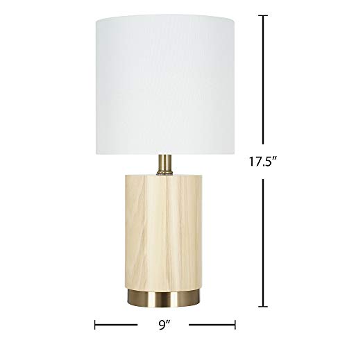 Amazon Brand β Rivet Scandinavian Style Wood Table Lamp with Metal Base, LED Bulb and Shade Included, 17.5"H, Blonde / Satin Brass