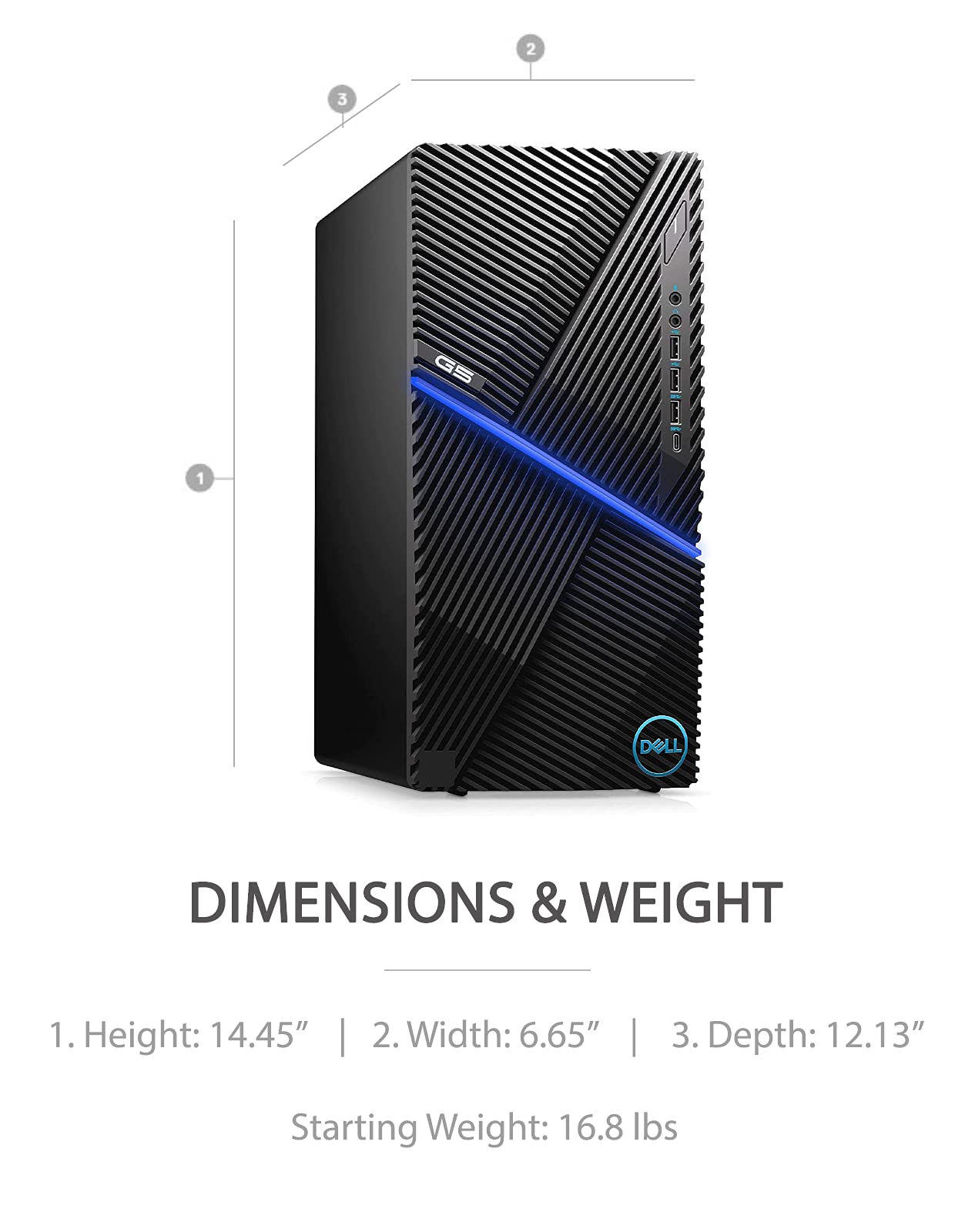 DELL 2021 G5 Gaming Desktop, Intel Core i5-10400F, GTX 1650 Super, 16GB DDR4 RAM, 2TB HDD, WiFi, HDMI, Wired Keyboard&Mouse, Win 10 Home