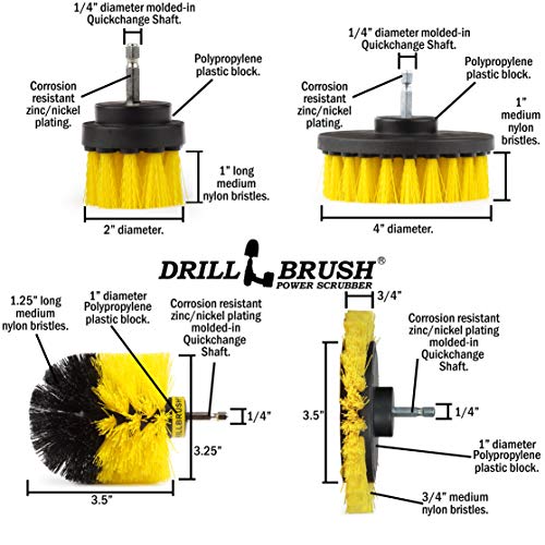 Drillbrush Yellow - Shower Cleaning Rotary Drill Brush Kit - Power Brush Scrubber for Bathroom - Grout Cleaning Drill Brush - Rotary Scrub Brush Tile Cleaner Drill Attachment - Bathroom Tile Scrubber