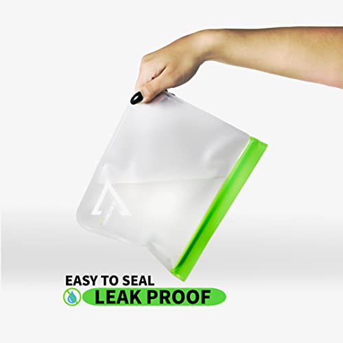 12 Pack Food Storage Bags - Durable & Reusable Food Storage Bags with Zipper Closure - BPA Free, & Leak Proof Zip Lock Bag for Sandwiches, Snacks, Gallons - Size 8.66" x 8.66" safe