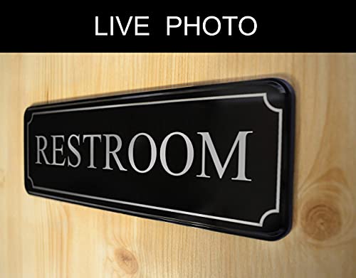 Restroom Sign for Office Door Wall β Bathroom Signs for Home and Business - Water Closet Sign Black White Sticker 9Γ3 in - Easy Installation Without Any Tools - Quality Guaranteed by MolnijaPro