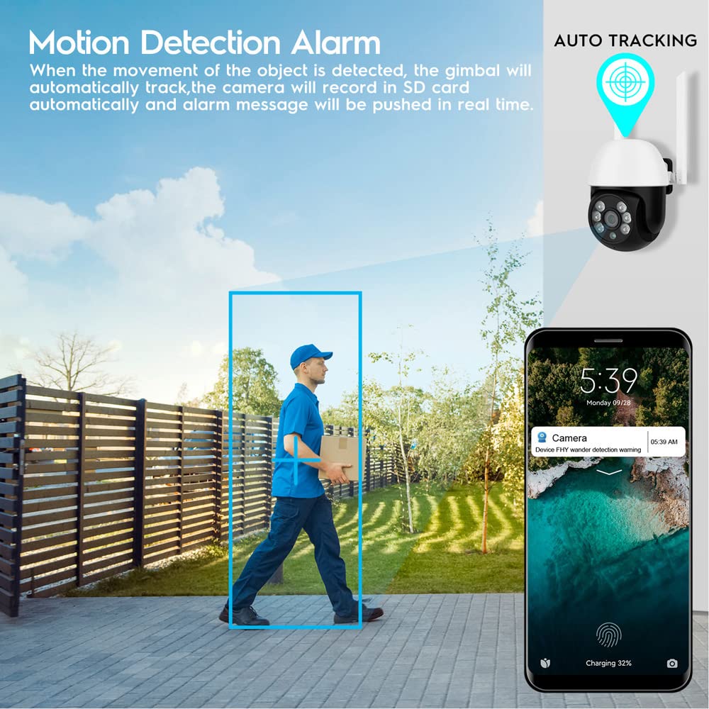 Funxwe WiFi 1080P HD Wireless PTZ Security IP Camera Two Way Audio Color Night Vision Spotlight AI Motion Detection Auto Tracking Surveillance for Baby Pet Dog Monitor