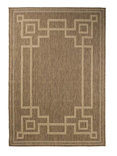 Furnish my Place Outdoor Collection Oriental Area Rug - 5 ft. 3 in. x 7 ft. 6 in. Neutral, Transitional Water Proof Rug for Living Room, Garden, Patio