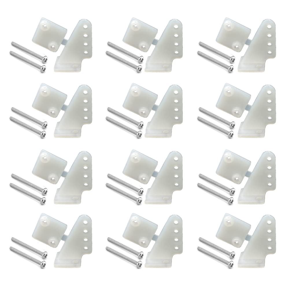 12Sets Nylon Control Horns L11×W11×H20mm 4 Holes Positions for RC Plane Airplane Scale Model DIY Parts Accessories with M2x20mm Screw