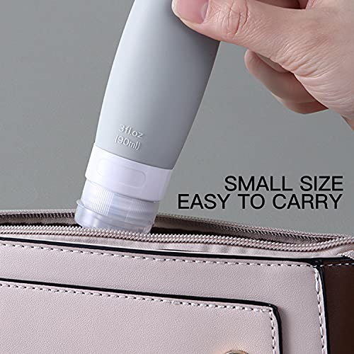 Libra 12 pcs TSA Certified portable soft silicone travel bottles kit Leak Proof Squeezable Travel Size Toiletries Containers Refillable Travel container with Carabiner colors Round hole
