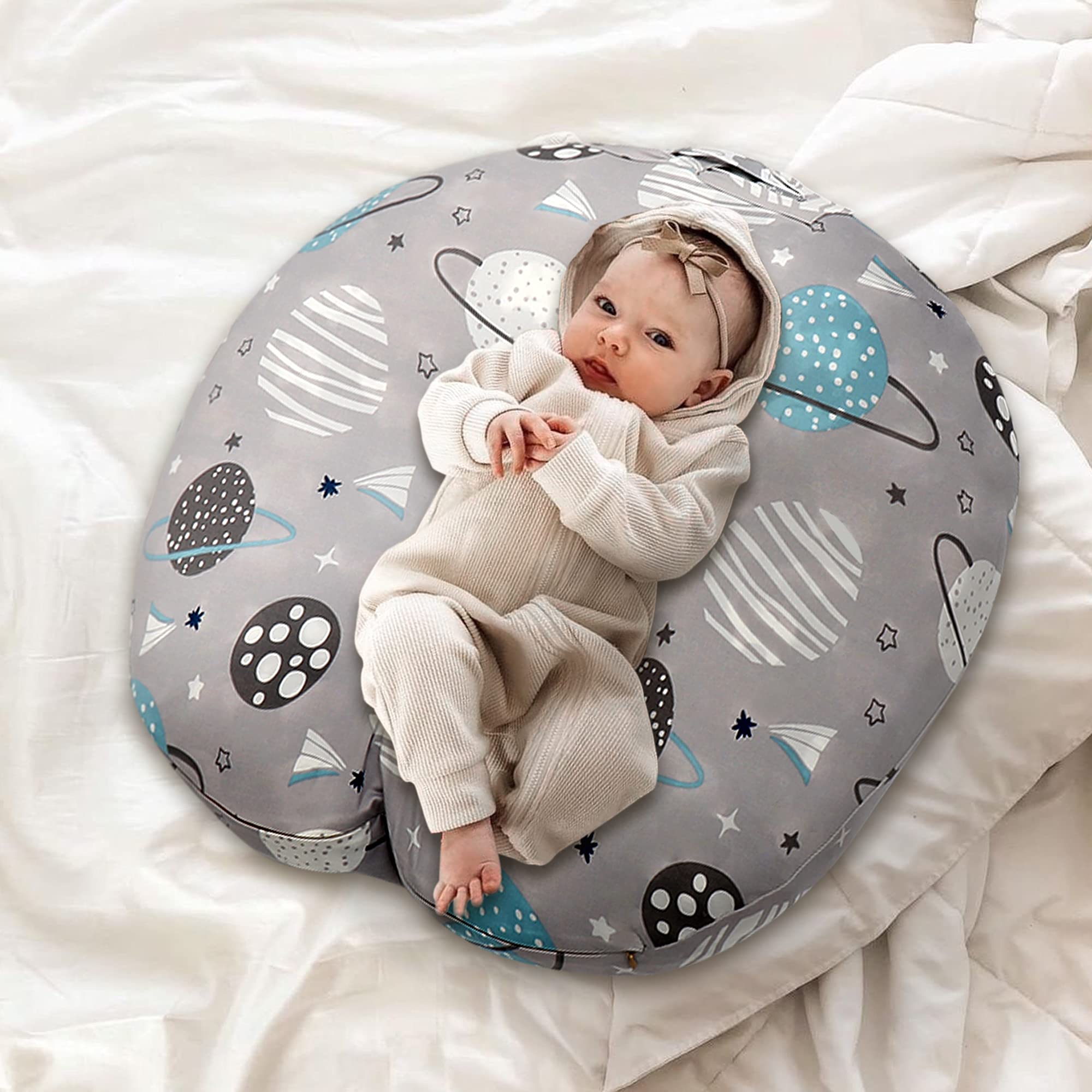BROLEX Stretchy Newborn Lounger Cover 2 Pack Sung Fitted Removable Slipcover, Ultra Soft Breathable,Space Planet