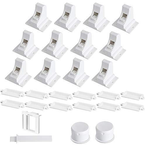 12 Pack Baby Proofing Magnetic Cabinet Locks - Safeasy Adhesive Children Safety Magnet Drawers Latches (12)