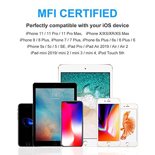 aceyoon 2 Pack MFi Certified Lightning Charger, 1ft Right Angle Lightning Cable Braided Dual L Shape iPad Charger Fast Charger USB Cable Compatible with iPhone 11/11 Pro/XS Max/XR/X/8/7/6, iPad