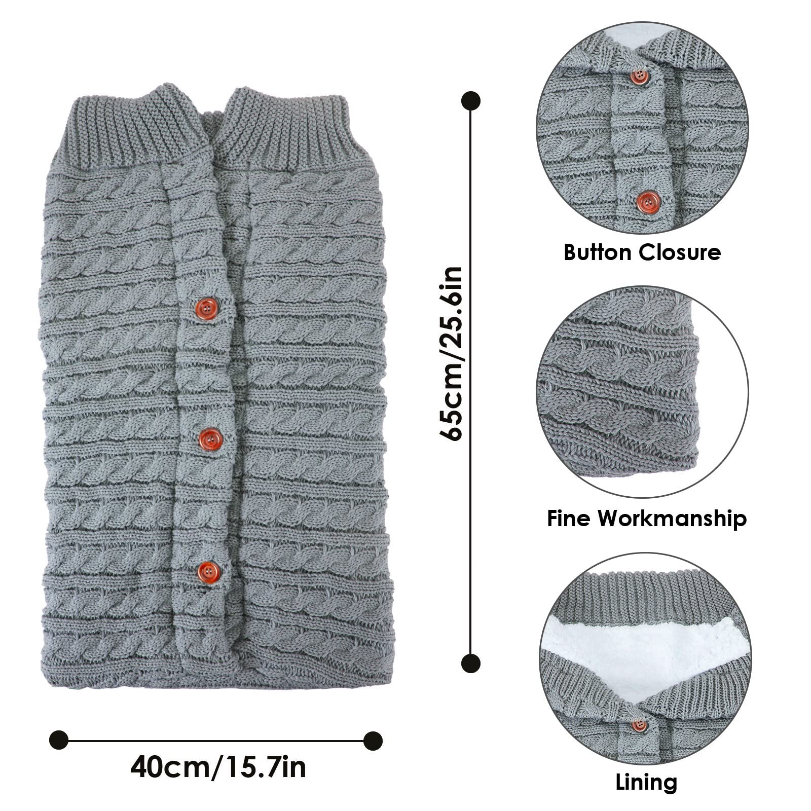 Yunnyp Newborn Baby Fleece Swaddle Blanket Winter Wrap Knitted Sleeping Bag Warm Knit Nap Blanket Plus Velvet,Bag Sleep Sack Stroller Wrap (Gray)