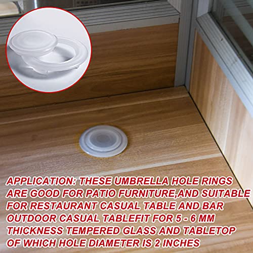 Aoboco 2 Pack 2 Inch Table Umbrella Hole Ring and Cap Set for Outdoor Patio Umbrella Plug Standard Size (Transparent)