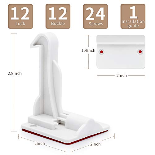 12Pack Baby Proofing Cabinet Lock Child Safety Latches Locks with Strong Adhesive for Cabinets and Drawers - Easy and Simple to Install No Drilling or Tools Required
