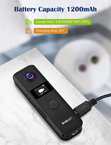 BOBLOV C18 WiFi Small Body Camera, 32GB Outdoor Mini Camera, 1296P Mini Body Worn Camera with OLED Screen, 3.5 Hours 1080P Recording Support WiFi, One Big Button for Recording (Built-in 32G)