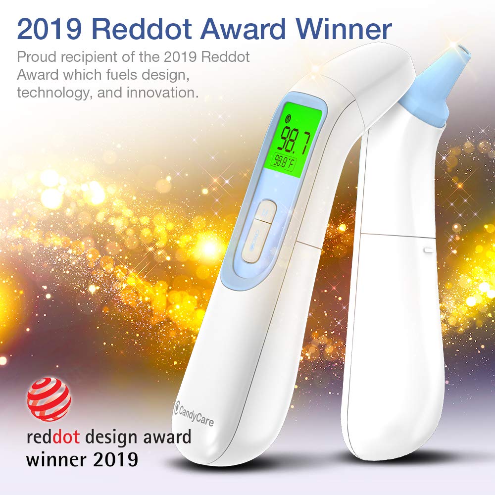 CandyCare Touchless Smart Infrared Thermometer with LCD Digital Screen (3-in-1 Measurement) for Adult and Kid, Temperature Gun Reading Detection on Forehead and Ear (Battery NOT Included)