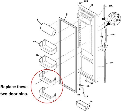 240323001 White Refrigerator Replacement Door Bin Side Shelf for Frigidaire Electrolux, Repalce 240323007, 890954, AP2115741, AH429724, EA429724, PS429724.