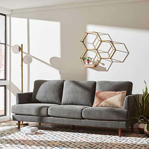 Amazon Brand β Rivet Modern Hexagon Honeycomb Floating Wall Shelf Unit with Glass Shelves - 28" x 28" x 6", Gold