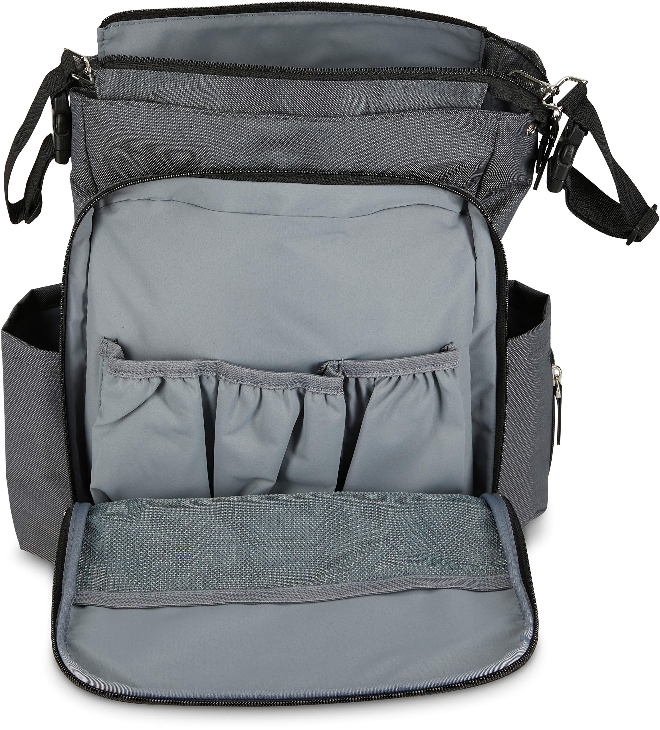 GOODGEAR Baby Diaper Backpack, Large Travel Bag for Mom or Dad with Stroller Straps and Changing Pad - Waterproof Large Capacity Overnight Back Pack with Big Pockets and Compartments, Grey