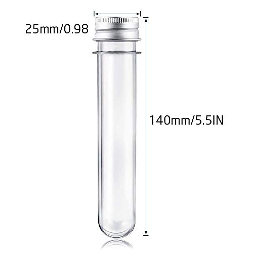 Acrux7 30 Pack Clear Plastic Test Tubes with Screw Caps, 45ml Clear Botanical Bath Salt Tubes 1x5 inch for Beads, Gumball, Candy Storage, Decorate(25x140mm)