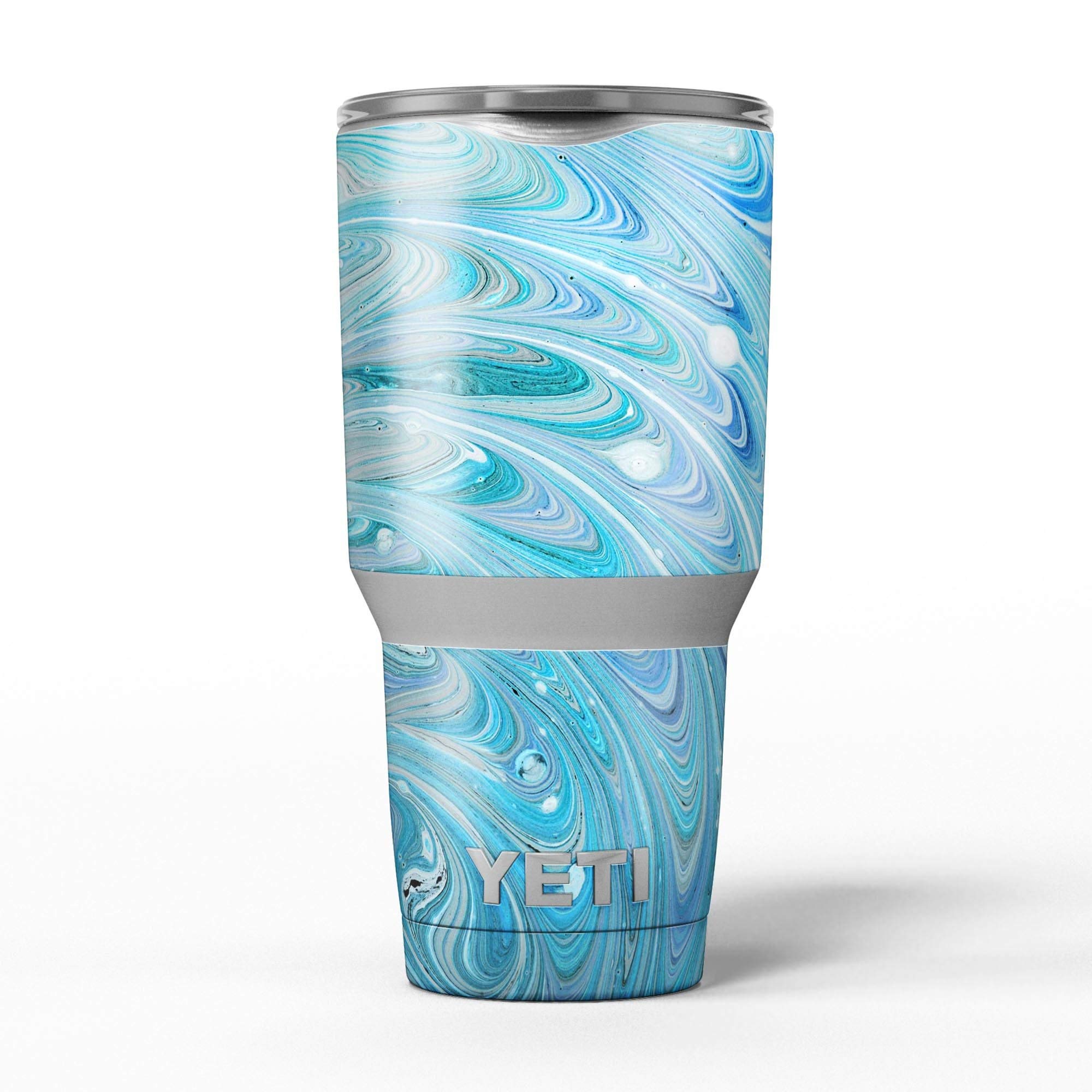 Design Skinz Mixed Blue Oil - Skin Decal Vinyl Wrap Kit Compatible with The Yeti Rambler Cooler Tumbler Cups