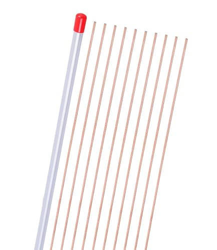 16"Copper Brazing Rods,10 Sticks Low Temperature Copper Rod ,Phosphor Copper Solder Self Fluxing Welding Brazing Rods Sticks for Copper Hvac Refrigerator,Oven,Copper Pipes