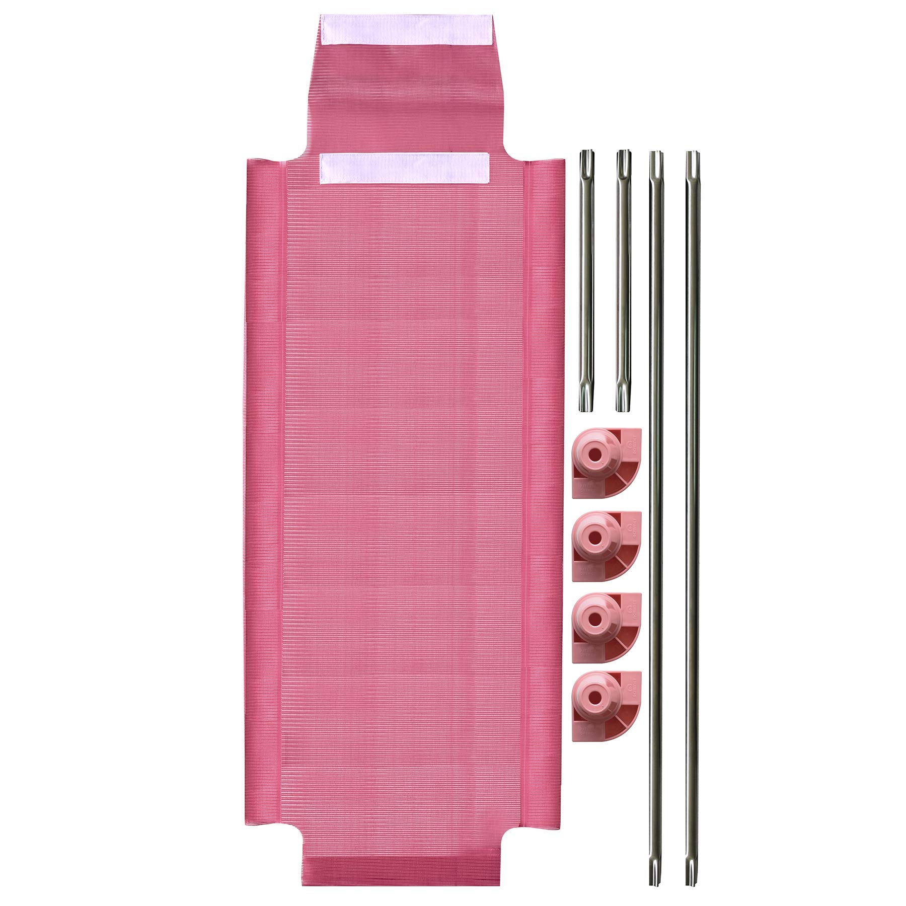 Acrimet Nap Cot for Kids, Portable Toddler Child Bed, Stackable, 52" L (Stainless Steel Tubes) (Pink Breathable Mesh Fabric - Pink Feet) (1 Pack)