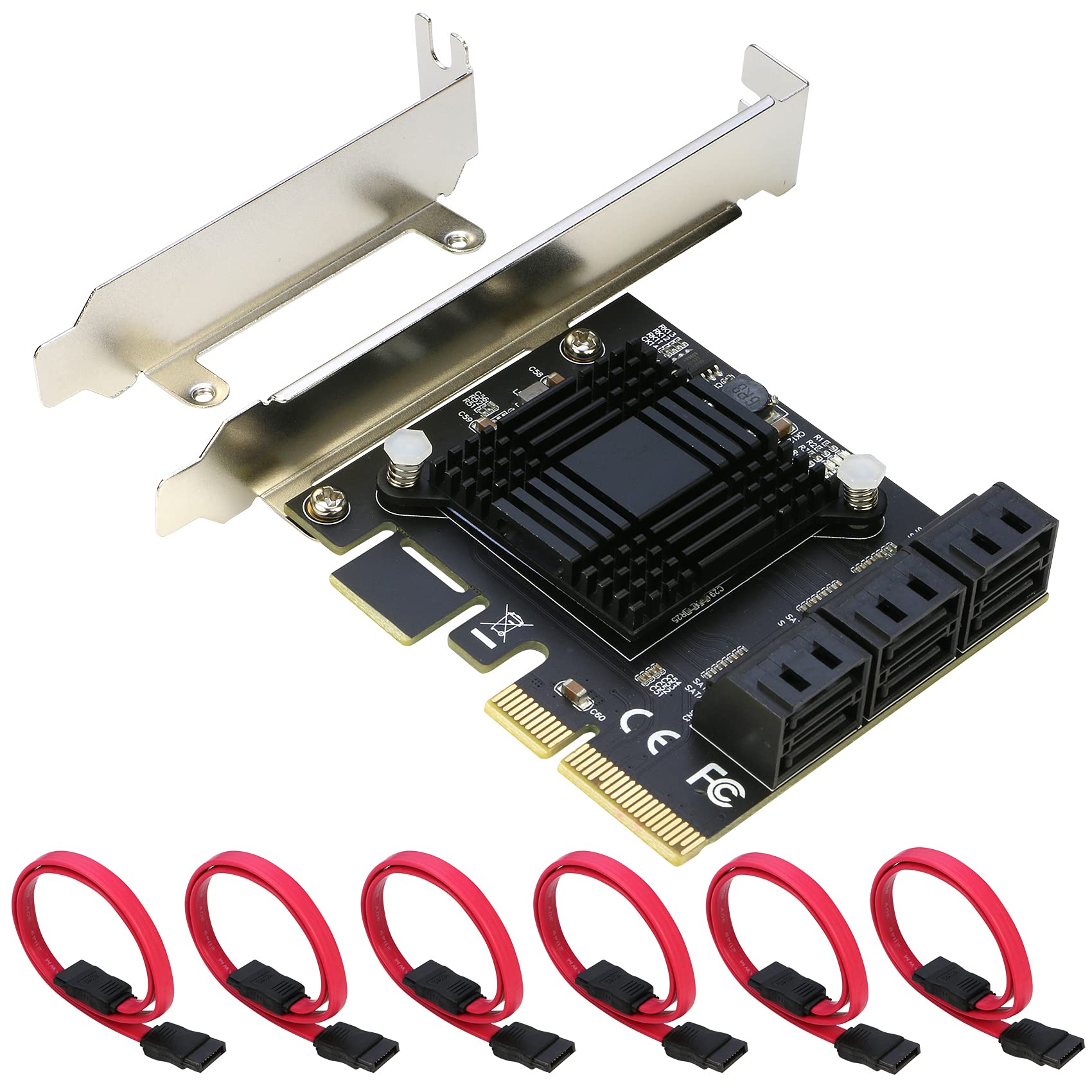 PCIe SATA Card [6 Ports], RIITOP PCIe x4 to 6 Port SATA 3.0 6Gbps Expansion Controller Adapter
