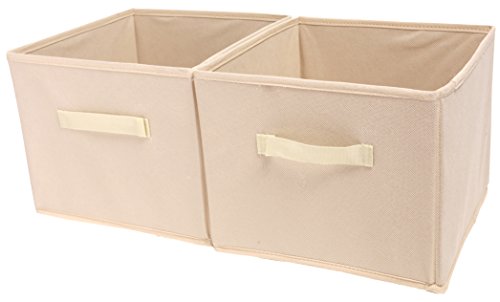 Amelitory Storage Bins Foldable Cube Organizer Fabric Drawer Set of 2 Beige