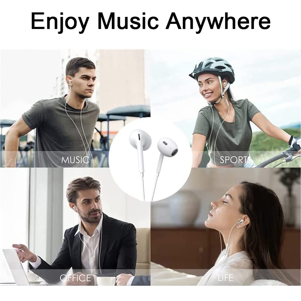 2 PACK Apple Earbuds Headphones with Lightning Connector【Apple MFi Certified】(Built-in Microphone&Volume Control)Wired in-Ear Stereo Noise Canceling Isolating Earphones for iPhone 14/13/12/11/SE/X/8/7