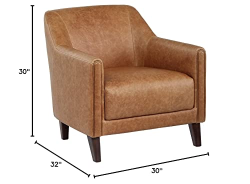 Amazon Brand β Stone & Beam Grover Modern Living Room Accent Chair, 30"W, Cognac Leather