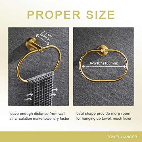 Bath Towel Ring Brushed Gold, APLusee 304 Stainless Steel Swivel Hand Towel Holder Dry Rack Near The Sink, Modern Bathroom Accessories