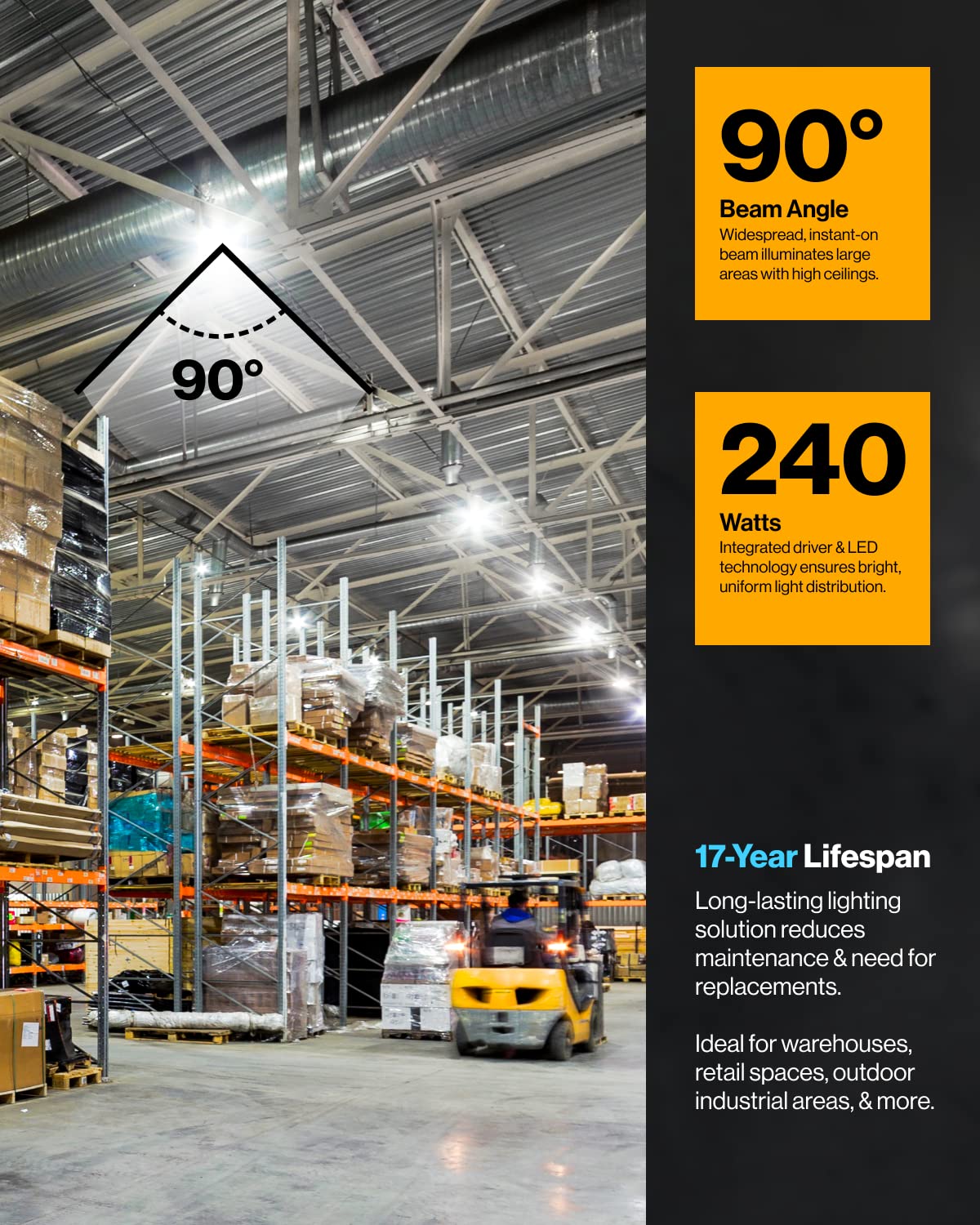 Sunco UFO LED High Bay Light, Lighting for Warehouse, 5000K Daylight, 240W, 34800 LM, 100-277V, Dimmable 0-10V, IP65 Waterproof Weatherproof, Super Bright, UL 2 Pack