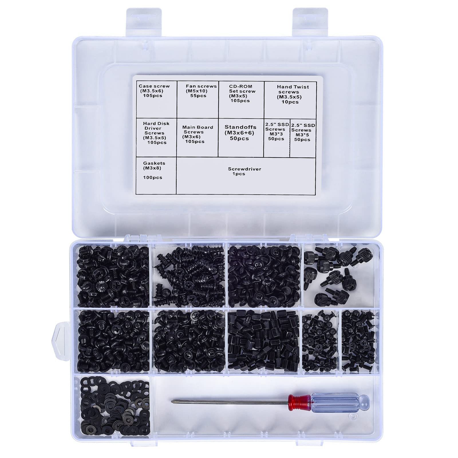 736 Pcs Personal Computer Spacer Screws Standoffs M3 M5 Head Assortment Kit for 2.5" SSD, Hard Drive, Computer Case, Motherboard, Fan Power Graphics