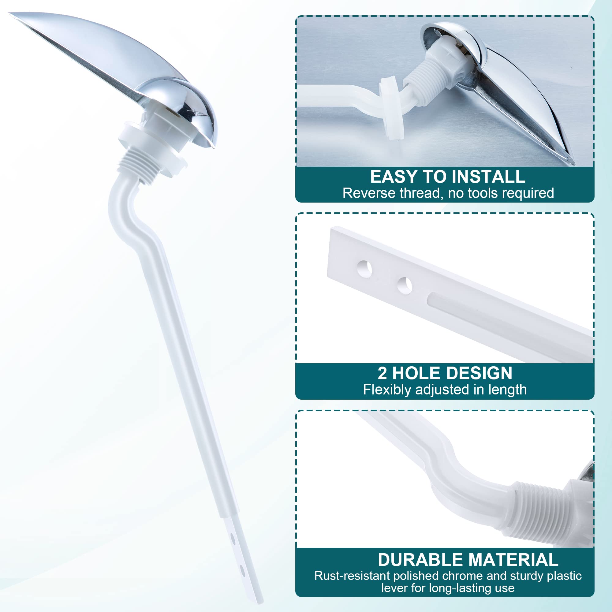 2 Pack Universal Toilet Flush Handle Replacement Kit, Compatible with American Standard Toilet Handle Parts Left Hand Trip Lever 738995-0020A Champion4, White Toilet Bowl Flusher Handles Repair Kit