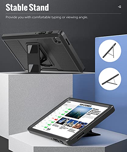 MoKo Case Fit Samsung Galaxy Tab A7 Lite 8.7-Inch 2021 (SM-T225/T220/T227), Shockproof Full Body Rugged Stand Back Cover Built-in Screen Protector Fit Galaxy Tab A7 Lite 8.7" 2021, Black