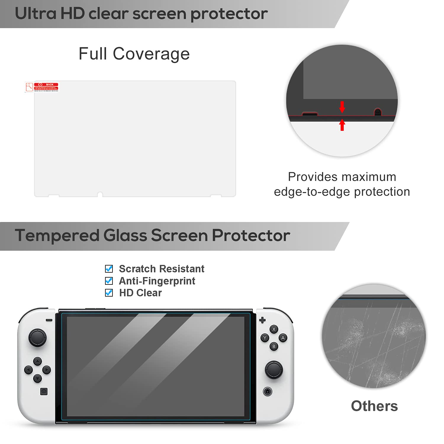 Accessories Bundle Compatible for Nintendo Switch OLED 2021, Essential Protection Kits with Carrying Case, Screen Protector, Cards Storage Case, Hand Grips, Cover for JoyCon & Thumb Grip Caps