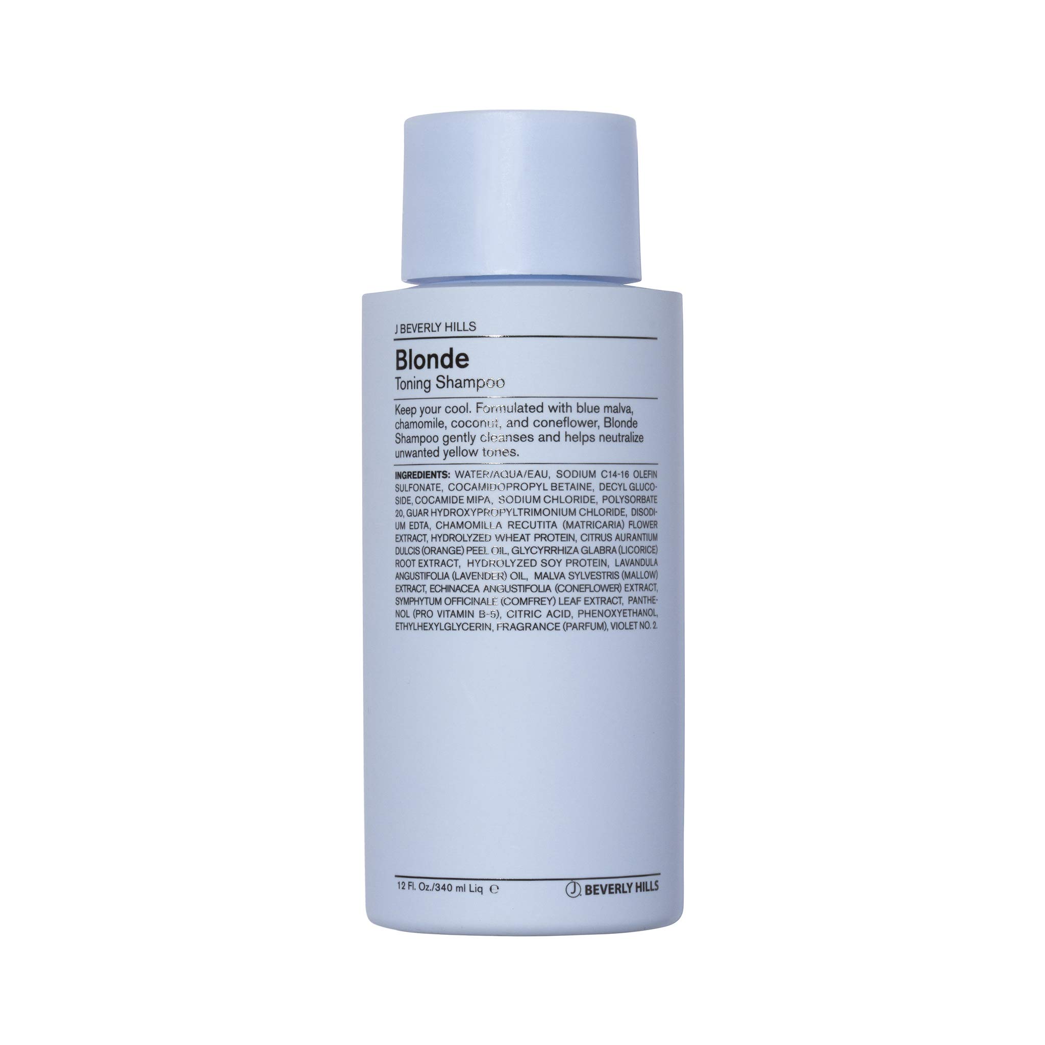 J Beverly Hills Blue Blonde Toning Shampoo with Coconut Oil for Deep Conditioning, 12 Oz