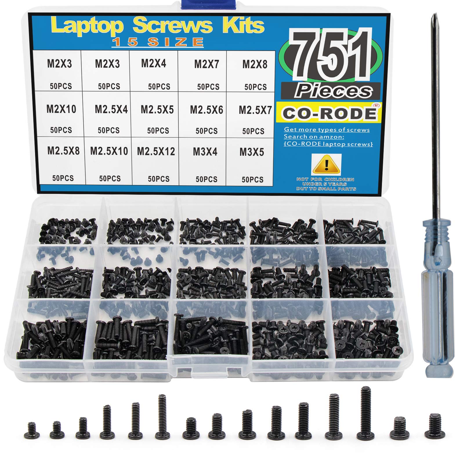 751PCS Laptop Notebook Computer Screws Kit Set with Screwdriver for IBM HP Dell Lenovo Samsung Sony Toshiba Gateway