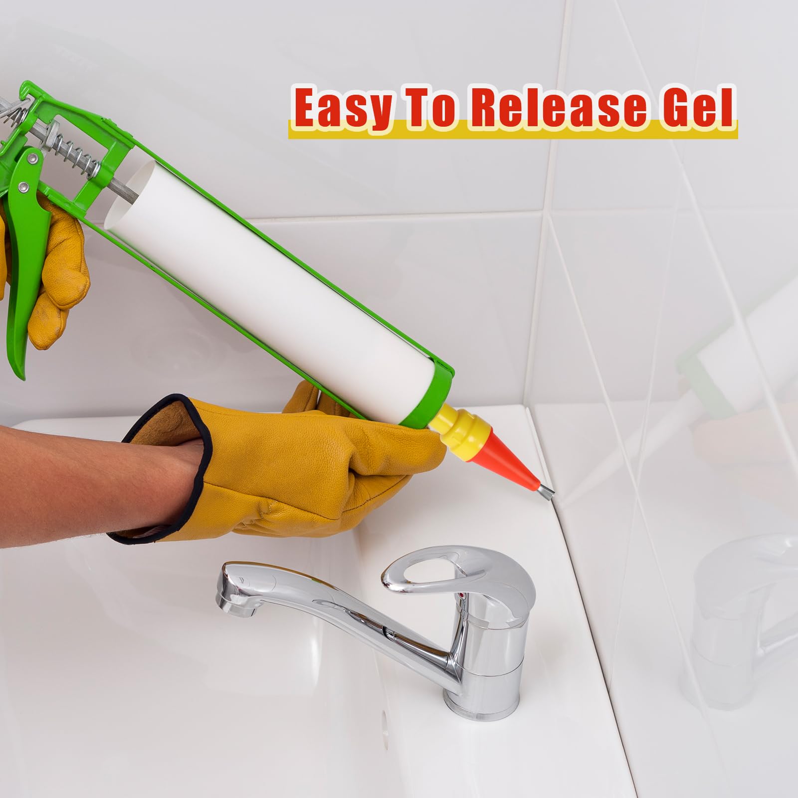 30Pcs Caulking Finisher Kit, 16Pcs Caulking Nozzle Tips Reusable Caulking Nozzle Coating Caulking Tool Kit with 8 Connector Caulking Guns and 4 Grout Scraper 2 Brush for Bathroom Doors Windows