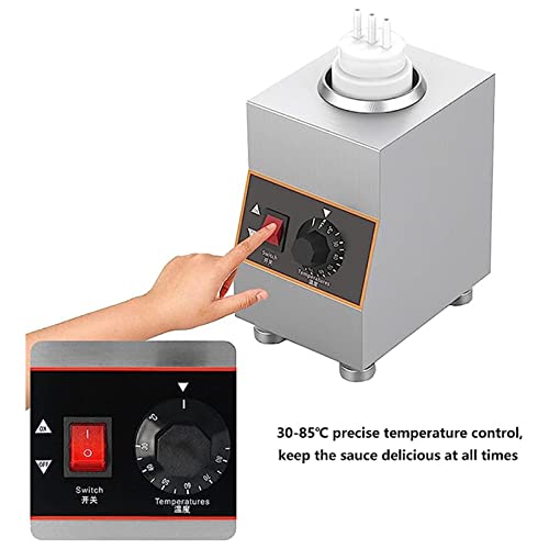 ALSUP Commercial 1 Bottle Topping Electric Sauce Warmer Dispenser Cheese Dispenser with Pump Hot Fudge Cheese Caramel Jam Sauce Warming 30-85℃