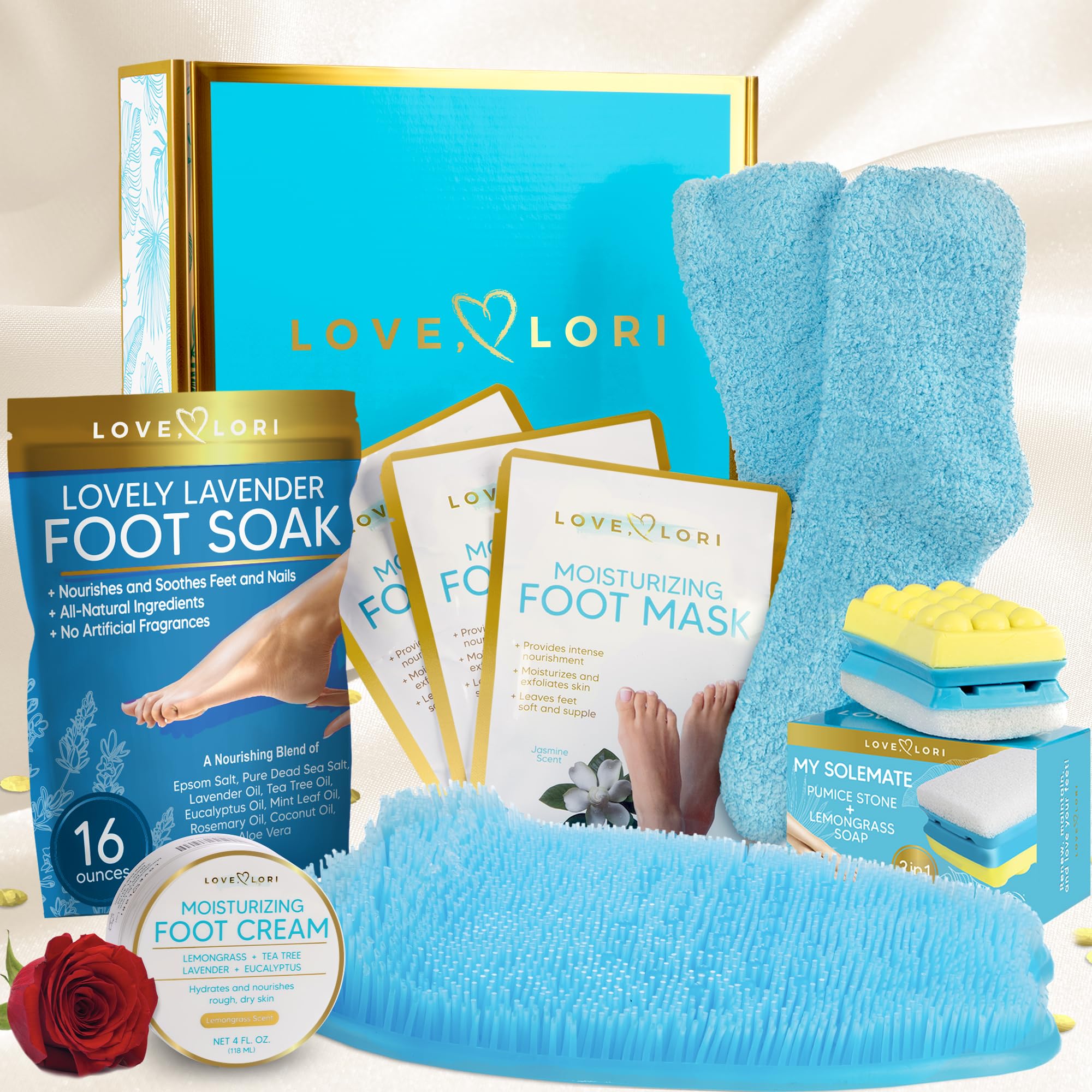 LOVE, LORI Foot Care Kit - 8-Piece Relaxing Spa Set for Women, Moisturizing & Hydrating, Natural Ingredients