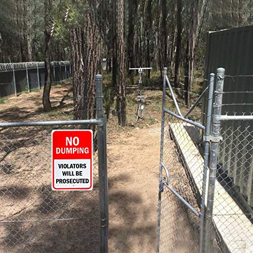 2 Pack No Dumping - Violators Will be Prosecuted Sign, 10"x 7" .04" Aluminum Sign Rust Free Aluminum-UV Protected and Weatherproof