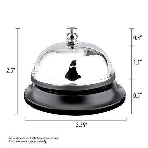 Call Bell Chrome Finish. Hand front desk ringing bell service hotel, counter, school teacher classroom, restaurant, reception, Hospitals, warehouse, office, dinner, kitchen, elderly ring. 3.38"/Silver