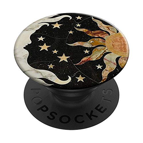 Black Vintage Moon, Sun and Stars Smartphone PopSockets PopGrip: Swappable Grip for Phones & Tablets