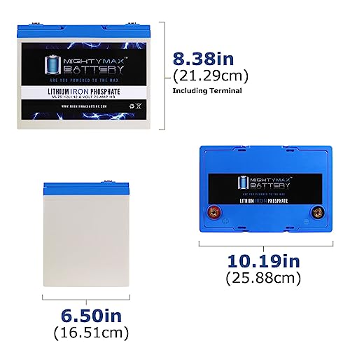 Mighty Max Battery Mighty Max Battery ML75-12LI - 12 Volt 75 AH Deep Cycle Lithium Iron Phosphate (LiFePO4) Rechargeable and Maintenance Free Battery