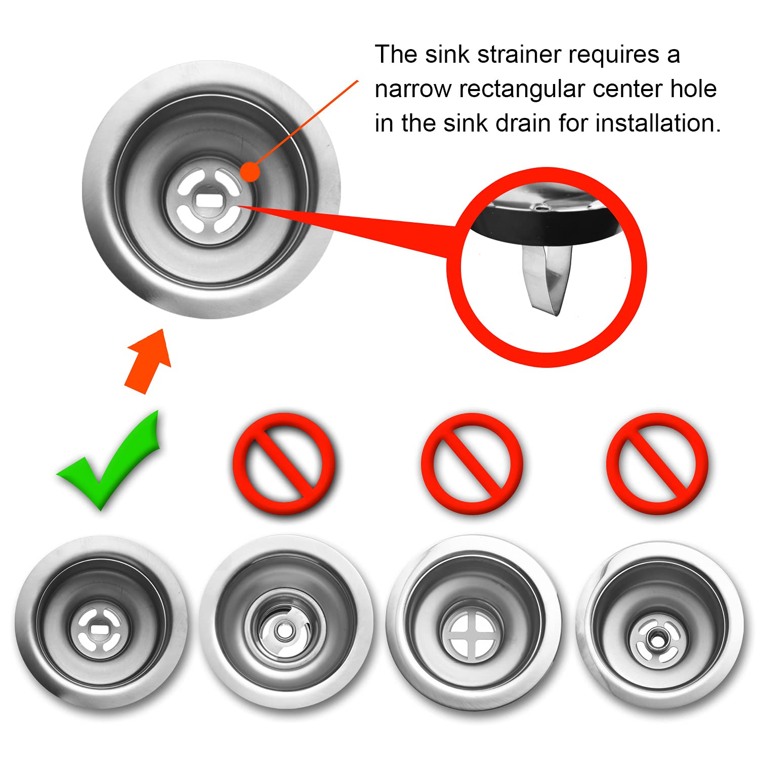 2 Pack - Kitchen Sink Strainer and Stopper Combo Basket Spring Clip Replacement for Standard 3-1/2 inch Drain, Stainless Steel Basket and Rod, Rubber Stopper Bottom